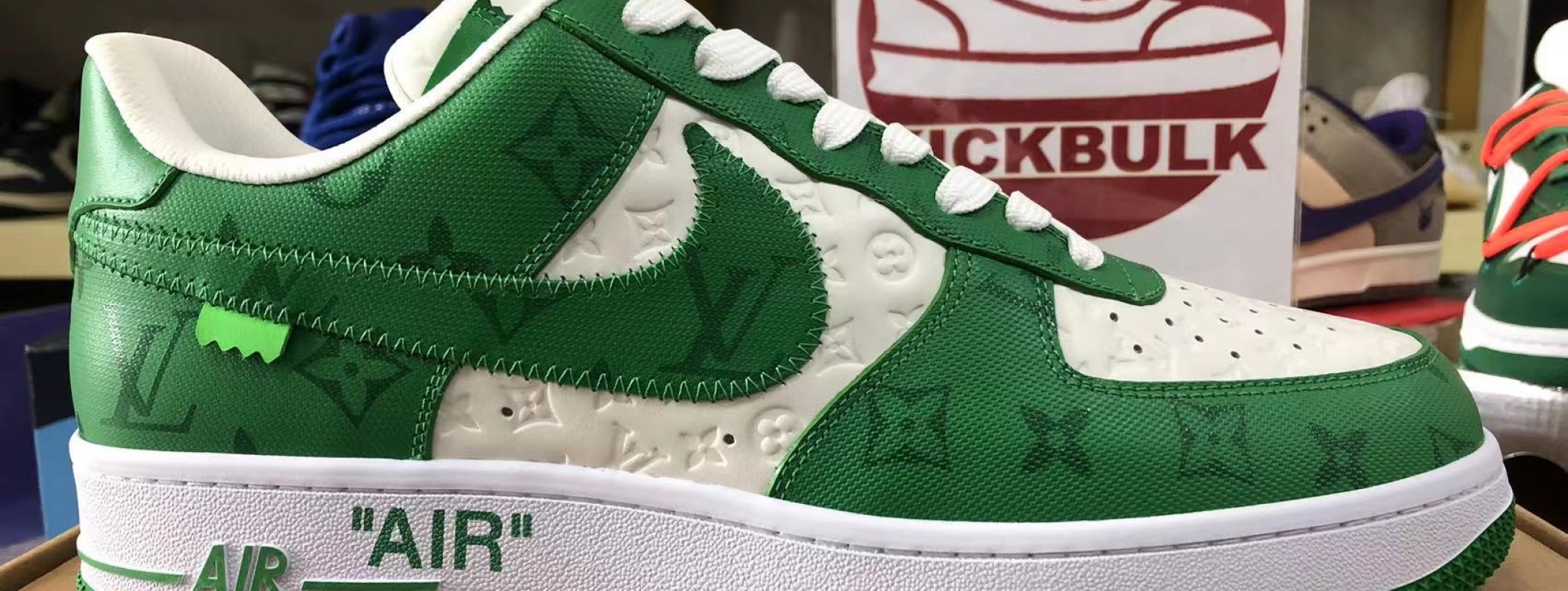 Louis Vuitton x Air Force 1 Trainer Sneaker Low Green White Kickbulk ...