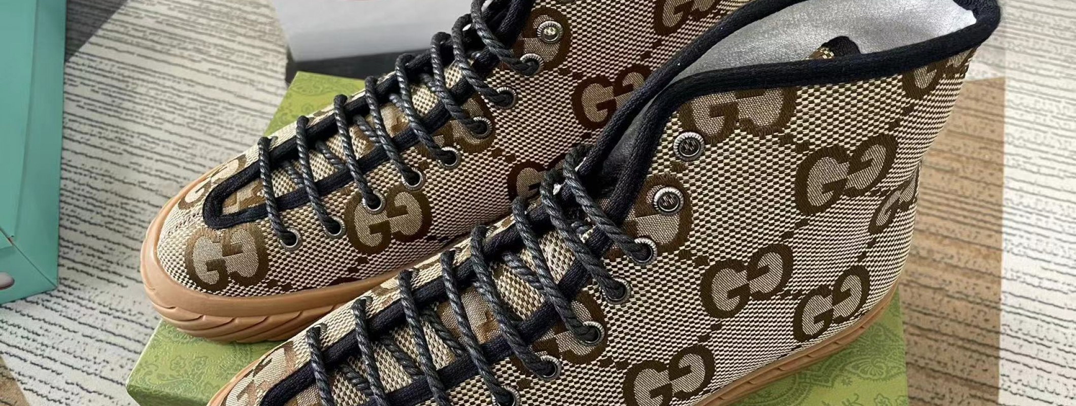 Gucci Coffee High Sneakers kickbulk shoes Brand luxury custom made ...
