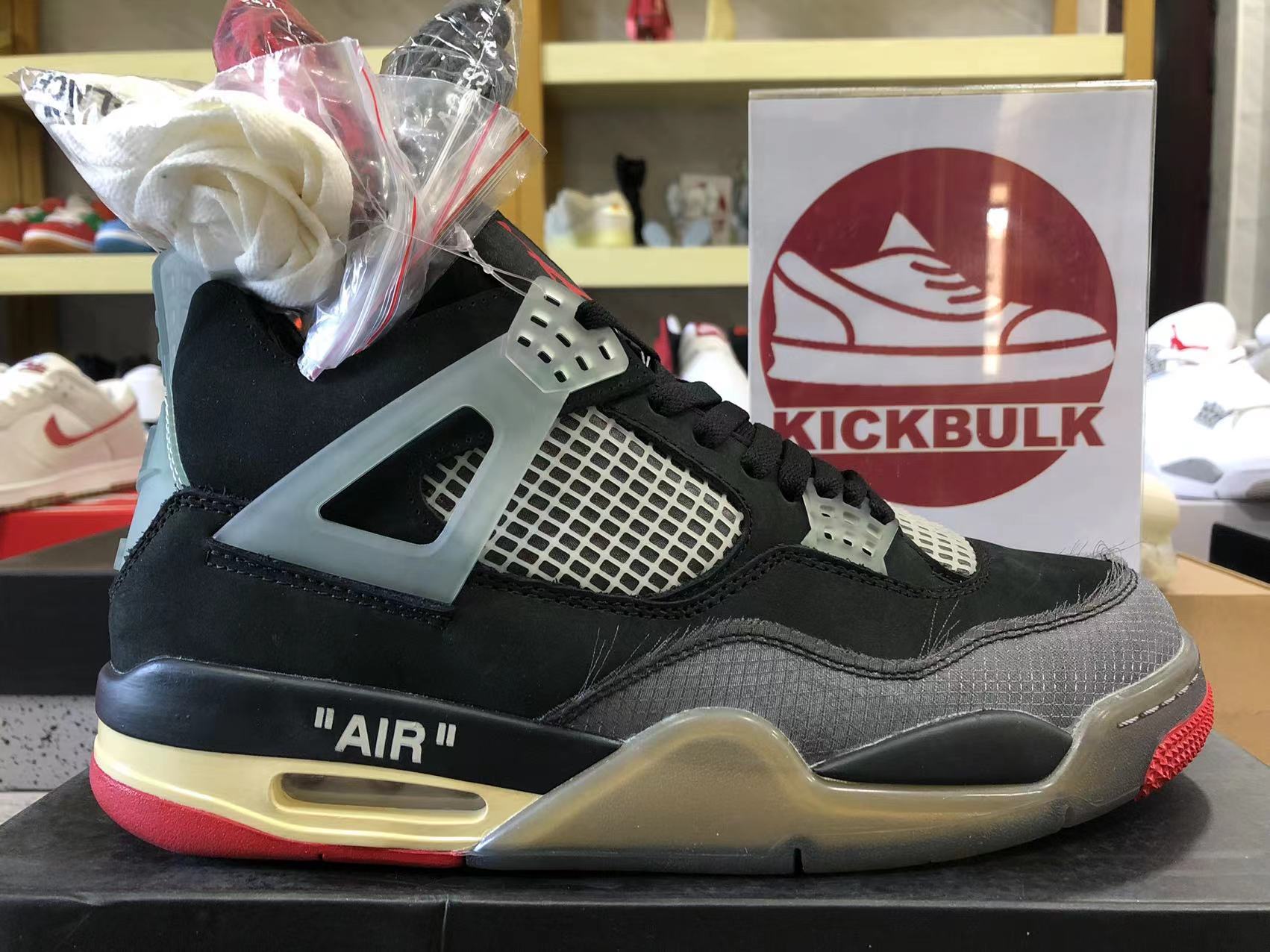 OFF-White x Air Jordan 4 Bred BLACK/RED CV9388-001 Kickbulk Sneaker ...