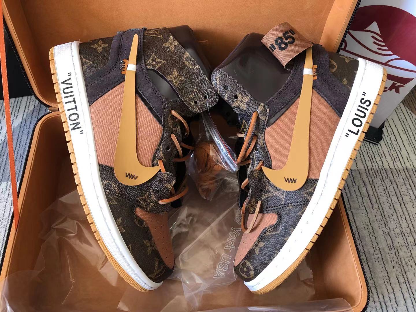 LOUIS VUITTON X NIKE AIR JORDAN 1 High KickBulk Sneaker Shoes Mobile ...